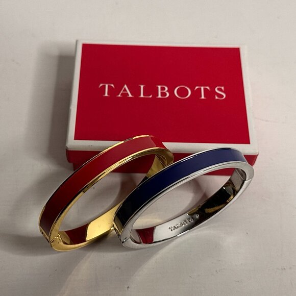 Talbots | Jewelry | Talbots Set Of 2 Bangle Hinge Bracelets Redblue | Poshmark